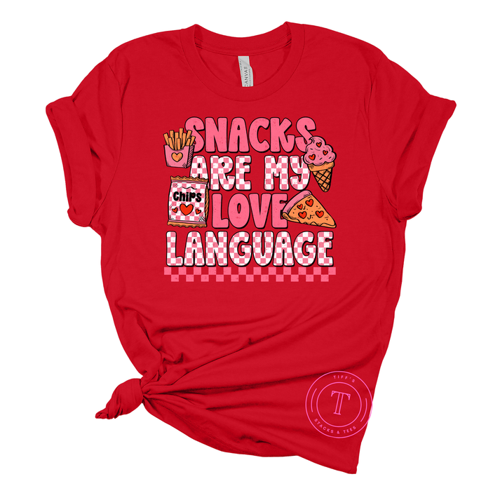 Snacks are my Love Language Pink – Tiff's Stacks & Tees